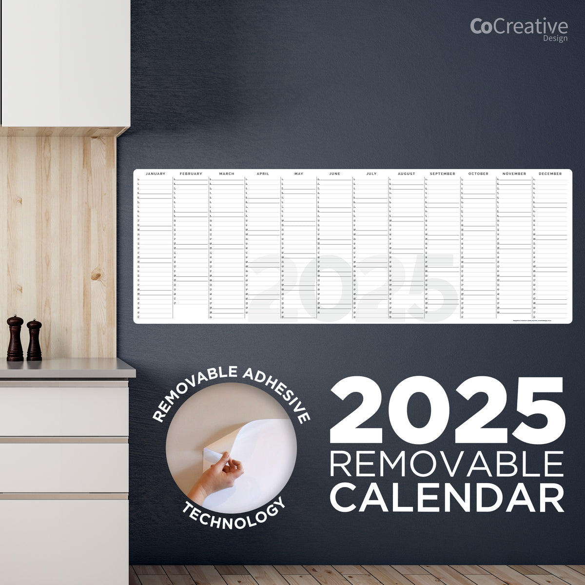 2025 Full-Length Removable Yearly Calendar Planner for Walls ...