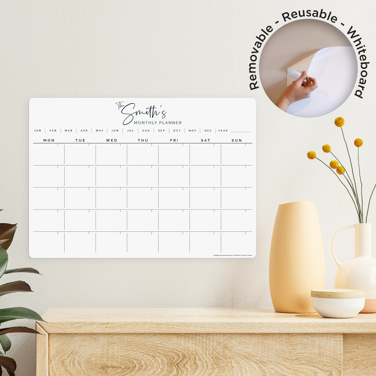 REMOVABLE Custom Monthly Planner - Whiteboard Calendar – CoCreative Design