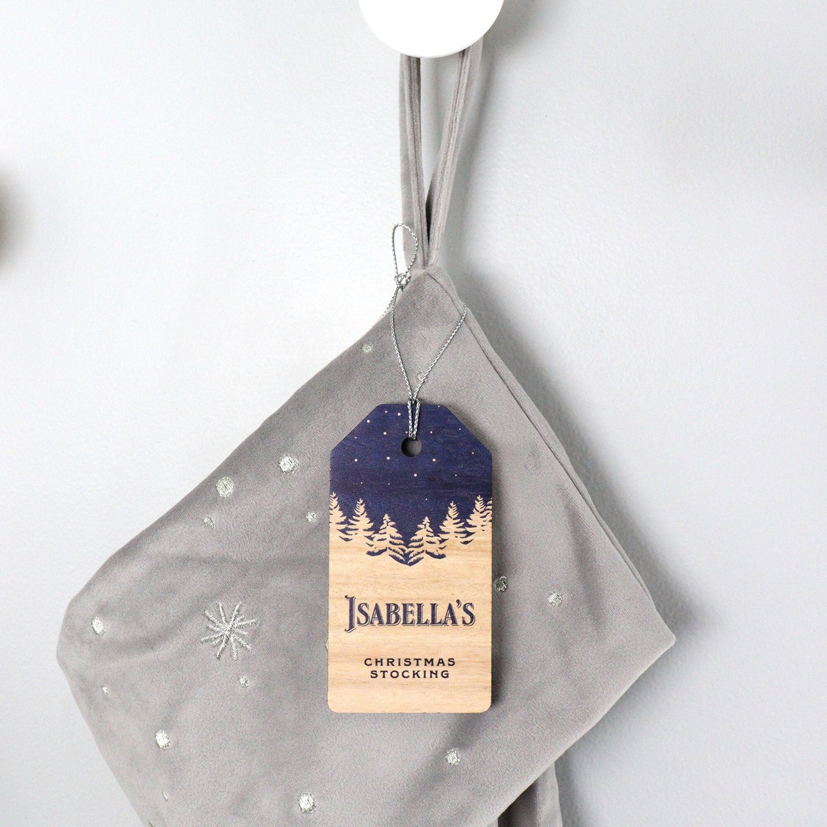 Personalised Christmas Stocking Tags – Snowy Treeline Design - Printed ...