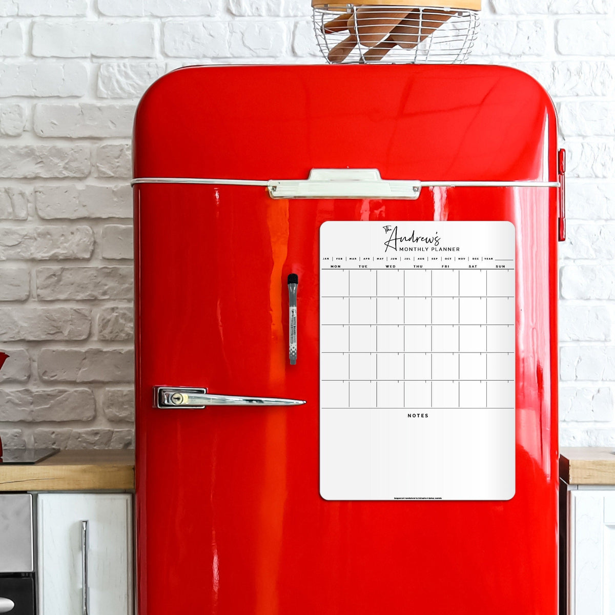 PORTRAIT Monthly Fridge Planner - Magnetic Whiteboard Calendar ...